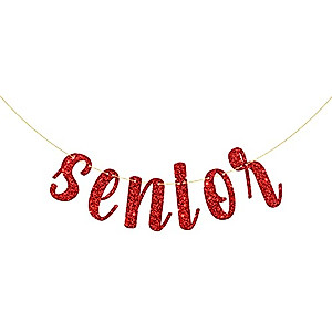 MonMon & Craft Senior Banner / High College School Graduate Party Decor / Graduation Activities / Congrats Grad Party Decorations Red Glitter