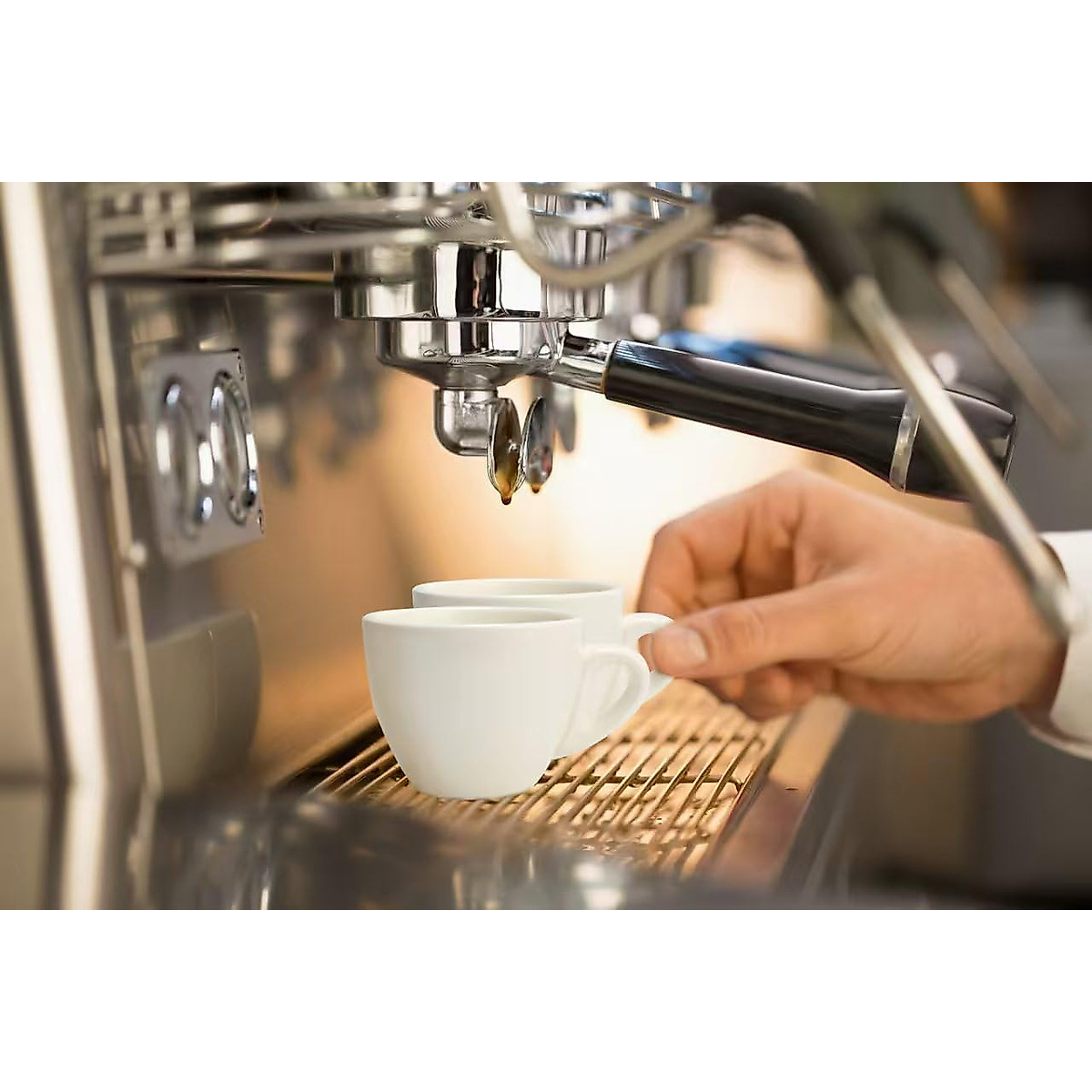 Stylusella 2.5 oz / 75 ml Pure White Ceramic Espresso Cups, Set of 2, Demitasse Espresso Mugs, SSE-114-16