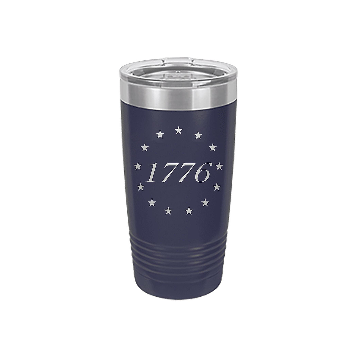 Rogue River Tactical Betsy Ross 1776 American USA Flag 20 Oz. Travel Tumbler Mug Cup w/Lid Vacuum Insulated Hot or Cold Military Vet Gift (Blue)