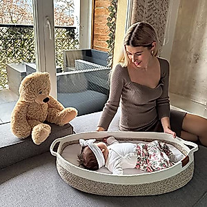 Lullababy and Co Baby Changing Basket with Two Covers – Practical Basket with Foam Pad – Cotton Rope Diaper Changing Station with Waterproof Cover - Changing Table Topper