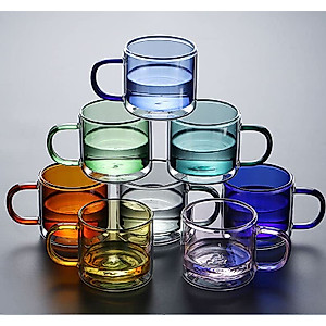 Colored Transparent Coffee Mug Heat-Resistant Colored Double Wall Insulated Glass Cup (Copper)