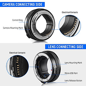 NEEWER EOS EF to RF Lens Adapter, Auto Focus Lens Mount Adapter with Control Ring, Compatible with Canon EF/EF-S Lens EOS R EOS Ra EOS RP EOS R5 EOS R6 EOS R3 - NW-EF-EOSR ARC, Max Load: 4.4lb/2kg