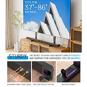 Universal TV Stand, Table Top TV Stand Base Replacement for Most 37 to 86 Inch LCD LED TVs, 7 Height Adjustable TV Legs with Cable Management Hold up to 150lbs, Max VESA 800x600mm, Black AX10TB01