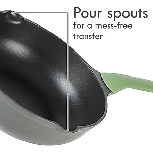 Kenmore Theodore 13 Inch Cast Aluminum Sauté Pan W/Lid Nonstick Interior and Induction Base