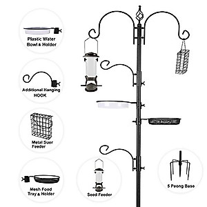 ERYTLLY Bird Feeding Station Kit Bird Feeder Pole Wild Bird Feeder Hanging Kit Planter Hanger Multi Feeder Hanging with Metal Suet Feeder Bird Bath for Attracting Wild Birds