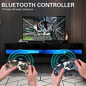 PS3 Controller Wireless 2 Pack, Upgraded Joystick Controller for PS3 with Double Shock, Motion Control (Camo Brown and Camo Blue)