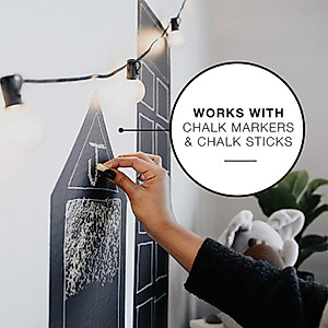 Black Chalkboard Contact Paper Roll - 8 FT Chalk Board Paper Roll Peel & Stick with Chalk Sticks - 17 x 96in Chalkboard Sticker Paper - Removable Black Sticker Self Adhesive Wallpaper Blackboard Decal