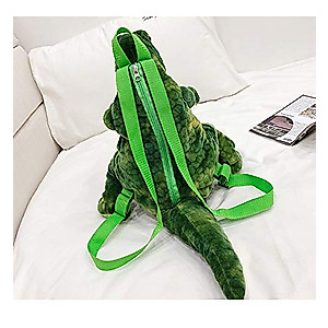 aporake 3D Dinosaur Backpack, Plush Dinosaur Zipper Backpack, Adjustable Straps Cartoon Animal Schoolbag, Great Gifts for Kids (Green, 60cm)