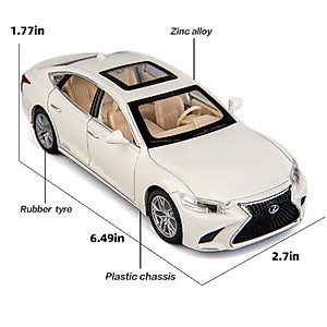 BDTCTK 1/32 Compatible for Lexus Ls500h Model Car, Zinc Alloy Pull Back Toy car with Sound and Light for Kids Boy Girl Gift(White)