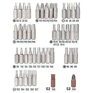 ROTATION 44pc Bit Set with 1/4 Mini Ratchet Offset Screwdriver, Portable Case, CR-V Steel, Drive Handle & Multi Hex/Phillips/Slotted/Torx/Star Bit