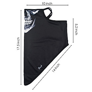 Obacle Bandana Face Mask with Ear Loops Neck Gaiter Face Mask Scarf Face Cover for Men Women (Skull Neat Teeth Black Face)