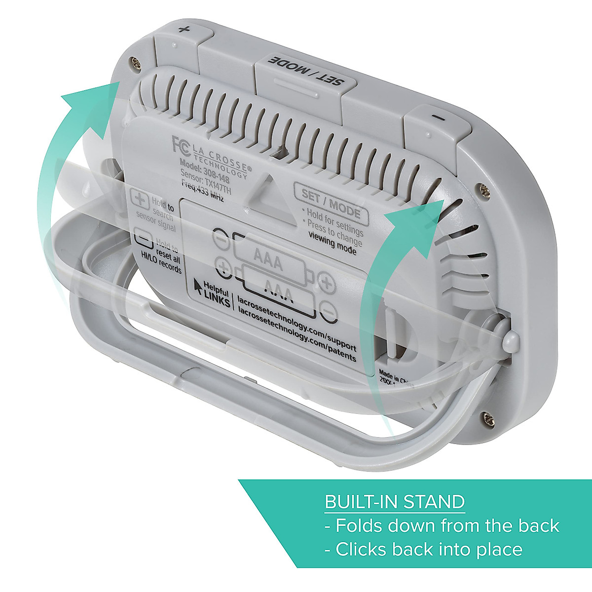 La Crosse Technology 308-148 Wireless Temperature Station with Tri-Color LCD, White