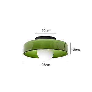 ACLBLK Mid Century Orange Glass Semi Flush Mount Ceiling Light with Milk Globe Nordic Modern Green Hallway Lighting Fixtures Round Bedside Wall Mount Lamp for Bedroom Cloakroom Stairway