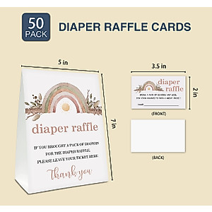Yuansail Diaper Raffle Tickets for Shower, Rainbow Themed Cards,Party Favors for Showers Game Cards, 1 Sign & 50 Cards Per Pack – (bb001-niaobu)