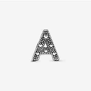 Pandora Jewelry Letter A Alphabet Charm - Beautiful Charm Letter for Pandora Charm Bracelets - Silver, No Box