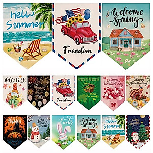 CDLong Seasonal Garden Flag Set of 12 Double Sided 12.5 x 18 Inch Yard Flag,Small garden flags for outside, Artist Rendered Christmas Spring Seasonal Flag for Outdoor Holiday Decorations