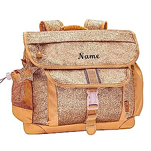 Bixbee Personalized Kids Backpack, Gold Sparkly Bookbag for Kids & Toddlers Ages 3+ 5-7 | Custom Backpack with Name for Boys & Girls | Water Resistant Monogrammed School Bag