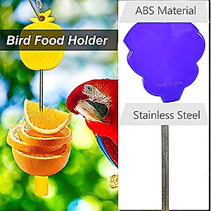 Bonaweite 2 Pack Bird Food Holder, Pet Parrot Feeders, Stainless Steel Birds Fruit Vegetable Stick Holders, Foraging Toy, Bird Treat Skewer