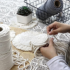 Coasters for Drinks Absorbent, Boho Coasters for Wooden Table, Farmhouse Drink Coaster Set for Kinds of Mugs and Cups, Cute Macrame Coasters for Housewarming Gift, 2PCS Round, Beige