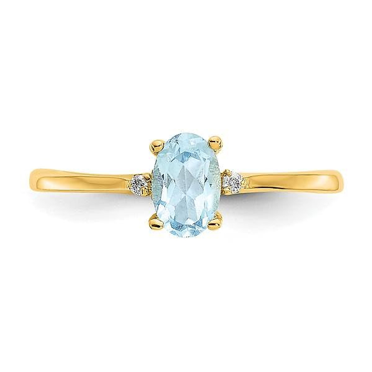 IceCarats 14K Yellow Gold Diamond Blue Aquamarine Ring March Birthstone Jewelry Size 6