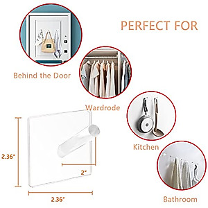 Watpot Acrylic Hat Hooks for Wall, Clear Adhesive Hooks for Hanging Towel Coat Bag, 6 Pack
