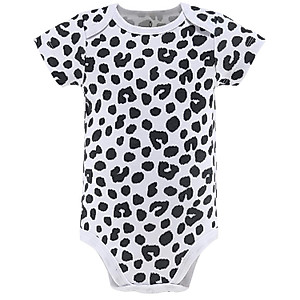 The Peanutshell Short Sleeve Baby Bodysuits Set for Baby Girls - Cheetah, Pink, Floral Maroon - 5 Pack Set… (Newborn)