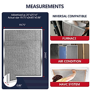 Demiwise 20x25x1 Electrostatic Air Filter, MERV 8 Washable Aluminum AC/HVAC Furnace Filter, Reusable Permanent Air Filter, Lasts a Lifetime, Easy to Install, Healthier Home/Office Environment
