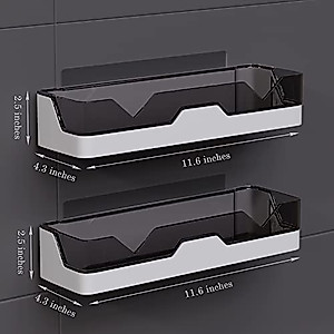 UIFER 2-Pack Adhesive Shower Caddy, Shower Shelves with Hooks, No Drilling Shower Racks for inside shower & Kitchen Storage