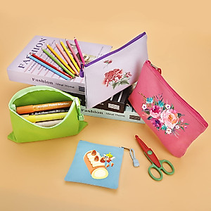 Fassave 12 Pack DIY Craft Cotton Canvas Bag, Multi-Purpose Cosmetic Bag Makeup Pouches with Zipper Travel Toiletry Bag Pen Pencil Bag (Multicolor, M), D003