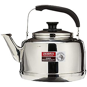 Extra Large Size 7.5 Liter Zebra Polished Mirror Finish Stainless Steel Whistling Canister Stovetop Teakettle Tea Kettle Teapot, Gas Electric Induction Compatible