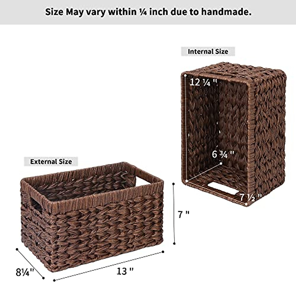 GRANNY SAYS Wicker Storage Baskets, Rectangle Storage Baskets for Shelves, Wicker Baskets for Organizing, Waterproof Woven Storage for Toilet Shelf Baskets, Laundry Room, Brown, 2-Pack