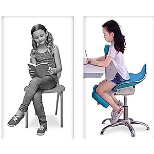 SHENGDAFASHANGCHENG Kids Computer Desk Chair, Low-Back Task Study Chairs with Casters, Adjustable and Swivel Mesh Chair for School Home Office Kneeling Chair, Prevent Myopia (Color : Blue)