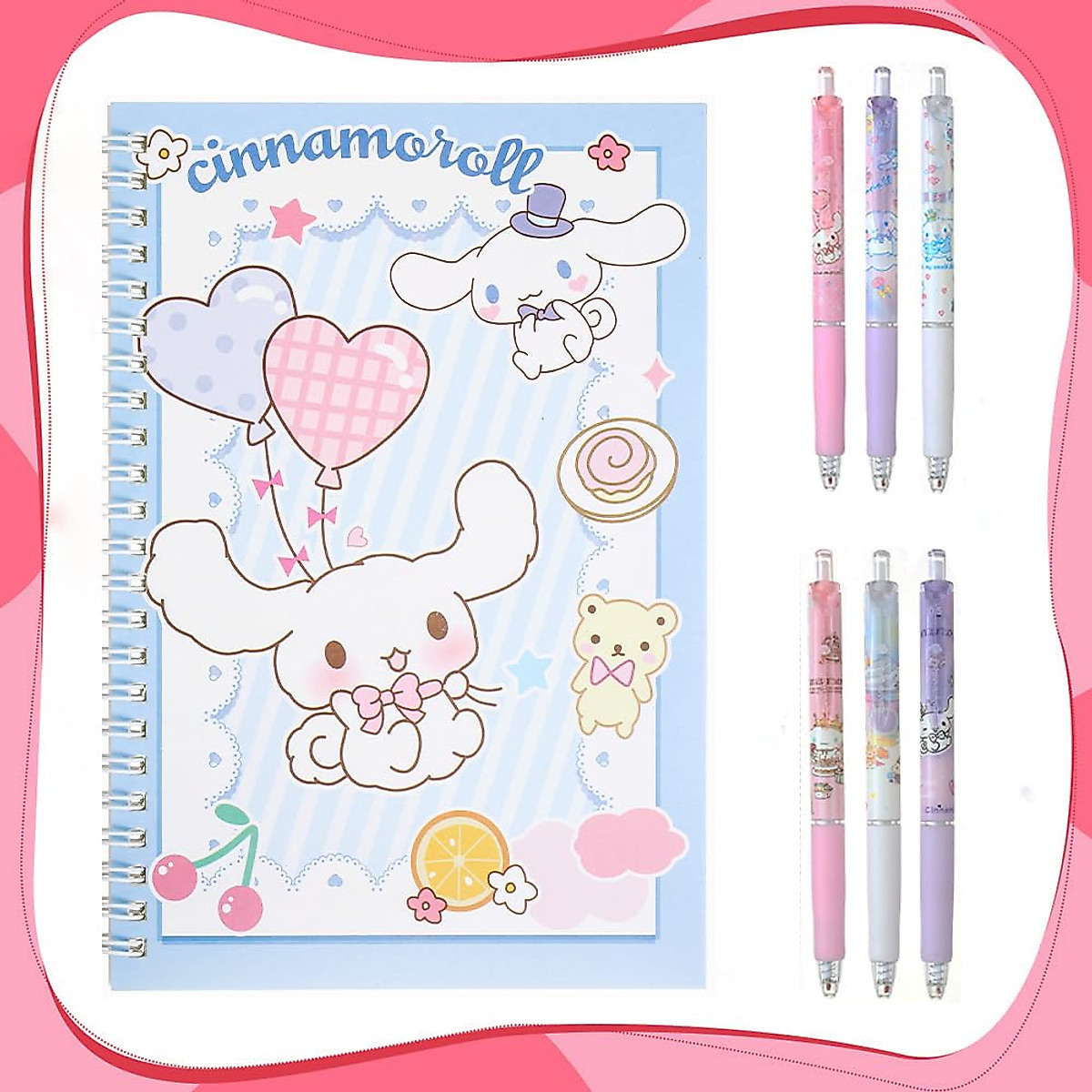 Kueeger Cinnamoroll School Supplies Set,Kawaii Cute School Supplies Gifts Set Includes Pencil Case,Pens,Sticky Note,Pins,Ruler,Eraser,Bookmarks,Stickers,Keychain,ID Card Holder with Lanyard
