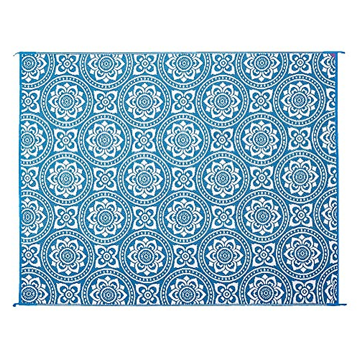 Stylish Camping 258103 Outdoor Mat – Virgin Polypropylene-Easy to Clean – Perfect for Picnics, Cookouts, Camping, The Beach, and Patio, 8'x10', Turquoise/White