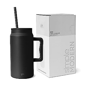 Simple Modern 50 oz Mug Tumbler with Handle and Straw Lid | Reusable Insulated Stainless Steel Large Travel Jug Water Bottle | Gifts for Women Men Him Her | Trek Collection | 50oz | Midnight Black