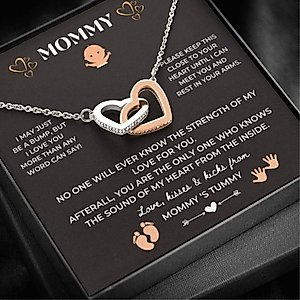 LOTUS-A Pregnancy Gifts for First Time Moms - Sterling Silver S925 Interlock Heart Pendant Necklace with Message Card Mother To Be Soon Present for Expecting Pregnant Women