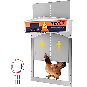 VEVOR Automatic Chicken Coop Door Chicken Door with Timer and Light Sensor Battery Powered Auto Door Opener of Full Aluminum Predator-Proof for Chicken Duck with Protection Mode Gray