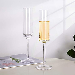 JYB&XY Set of 6 Crystal Champagne Flutes Champagne Glasses Hand Blown Classy Champagne Flutes 100％Lead Free Quality Sparkling Wine Stemware Set Dishwasher Safe 7oz…