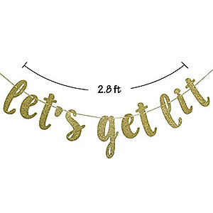 FOZEE Let's Get Lit Banner for Christmas New Years Wedding Engagement Bachelorete Party Decorations Sign Gold Glitter