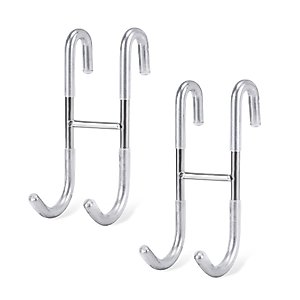 NQEUEPN 2pcs Shower Door Hooks, Frameless Glass Shower Door Towel Hooks 304 Stainless Steel No-Drill Over Door Shower Towel Hanger Rack for Bathroom Loofah Bathing Suits (Silver)