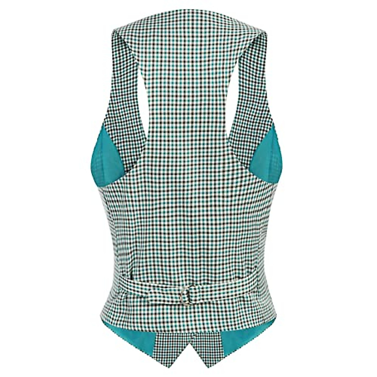 GRACE KARIN Blazers for Women Vintage Plaid Vest Suit Jackets for Renaissance Pirate Cosplay Teal