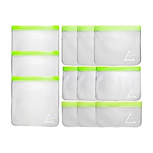 12 Pack Food Storage Bags - Durable & Reusable Food Storage Bags with Zipper Closure - BPA Free, & Leak Proof Zip Lock Bag for Sandwiches, Snacks, Gallons - Size 8.66" x 8.66" safe