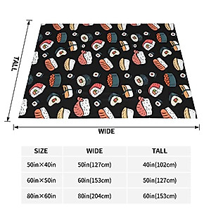 Sushi Throw Blanket Warm Ultra-Soft Micro Fleece Blanket for Bed Couch Living Room（Young