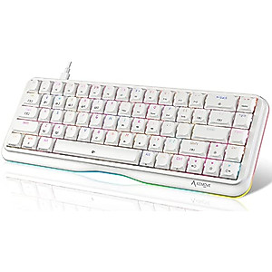 KEMOVE K68se Wired 60% Gaming Mechanical Keyboard RGB Backlit/Lighting Strip,Linear Red Switch,DSA Profile PBT Keycaps Windows and Mac Compatible,White