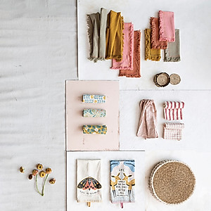 Creative Co-Op Square Cotton Fringe, Set of 4 Colors Napkin, Multi