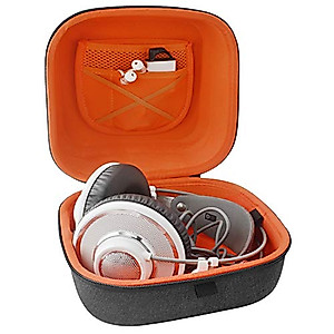 Geekria Shield Headphones Case Compatible with AKG Q701, K701, K702, K712 Pro, K99, K92 Case, Replacement Protective Hard Shell Travel Carrying Bag with Accessories Storage (Dark Grey)