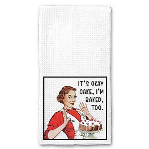 It's Okay Cake, I'm Baked Too Retro Vintage 1950's Housewife Microfiber Kitchen Towel