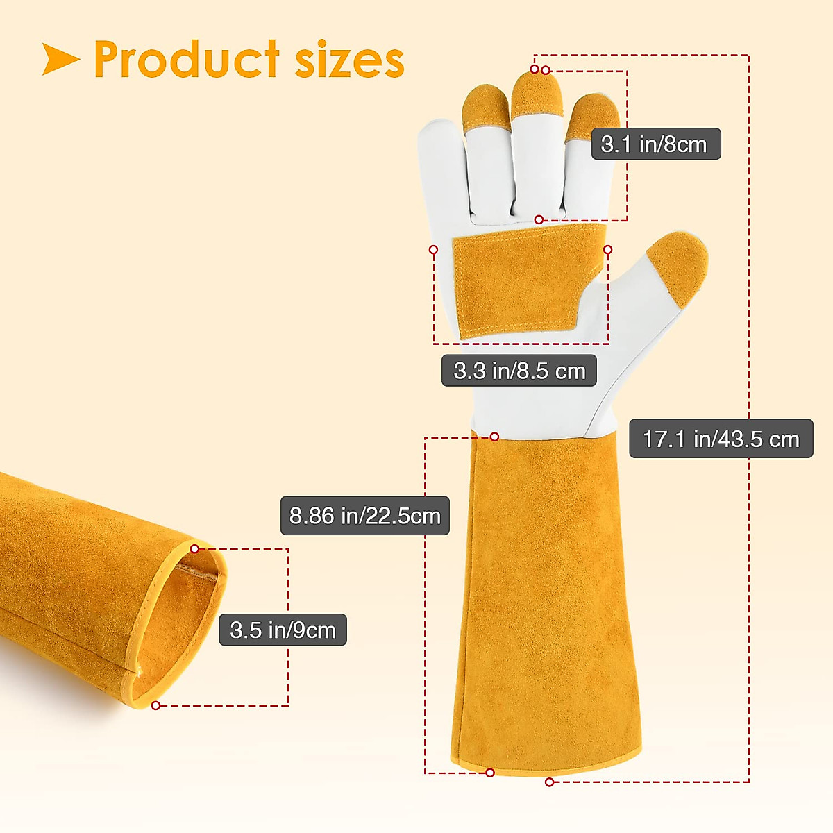 Long Gardening Gloves,Thorn Proof Genuine Leather Work Gloves, Garden Gloves with Long Cowhide Gauntlet to Protect Your Arms Until the Elbow, Working Gloves for Man and Women (Medium, Brown)