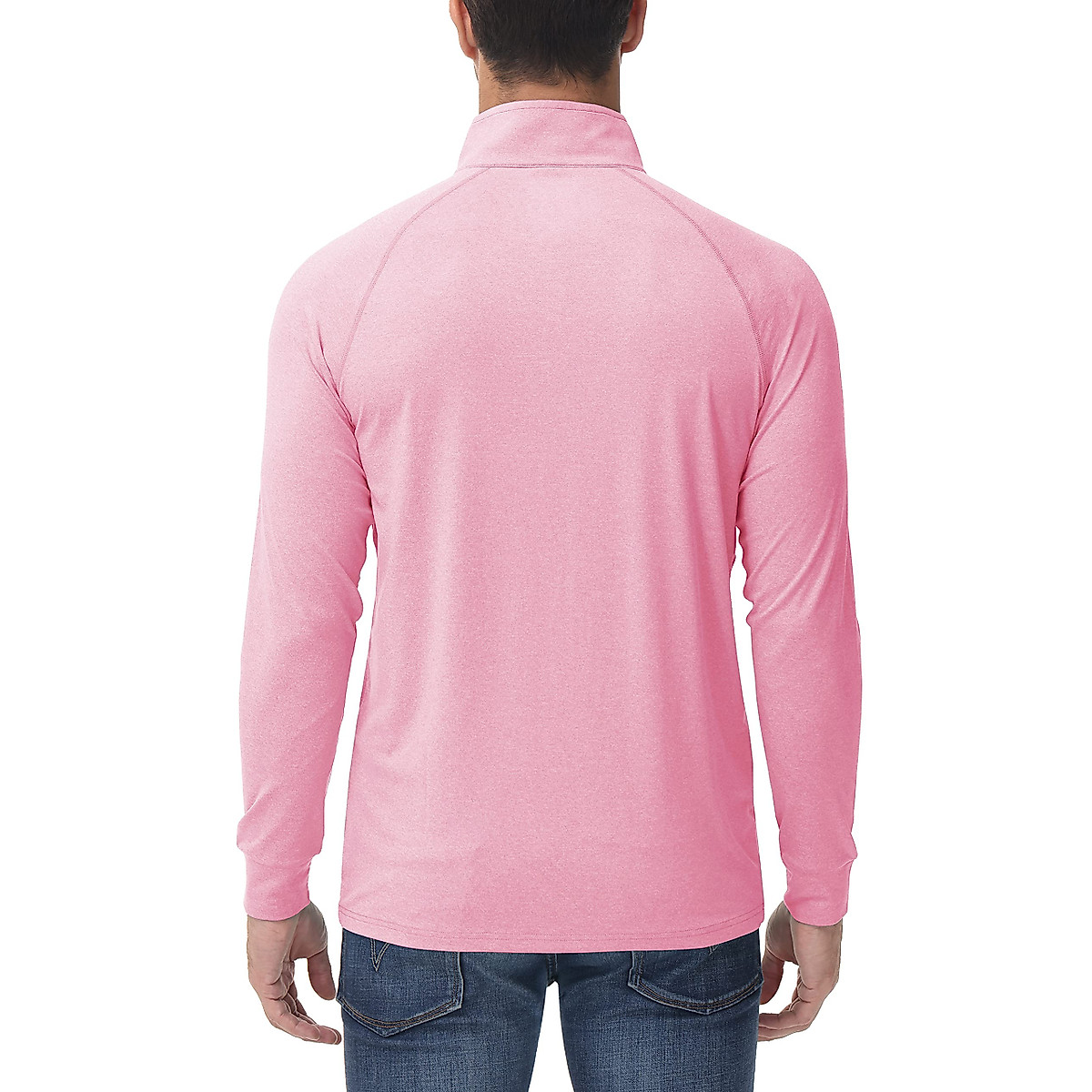 MAGCOMSEN Long Sleeve Shirts for Men Quarter Zip Pullover Mens Lightweight Golf Pullover Shirts Dry Fit Shirt Sweatshirt Pink,L