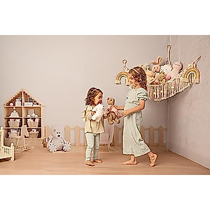 Luna Village Stuffed Animal Hammock, Stuffed Animal Organizer, Plush Toys Net Holder with 2 Macrame rainbows Macrame Toy Hammock, Stuffed Animal Net or Hammock, Stuffed animal net